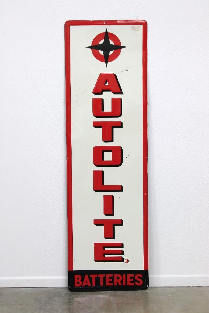 Large Autolite Battery Vertical Metal Advertising Sign