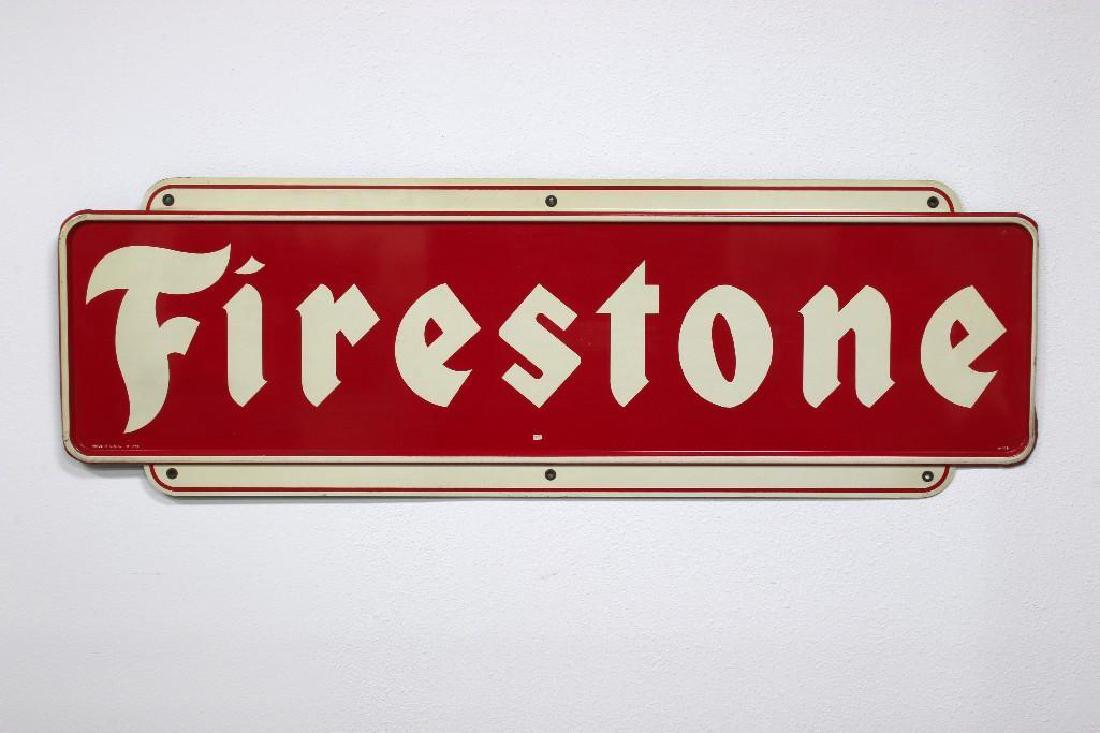 Large 50s Firestone Tires Enamel Metal Dealer Sign