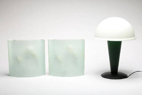Ron Rezek Artemide Facet Sconces + 2 Dome Mushroom Lamp