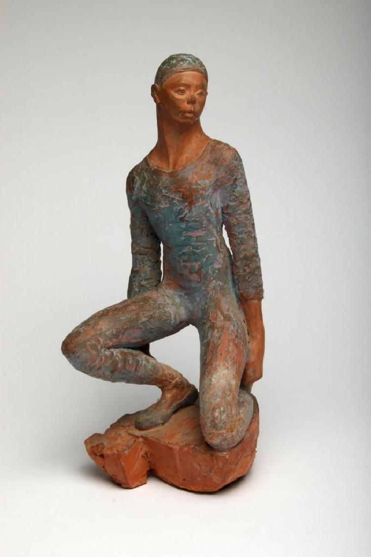 Richard Lindley Terra Cotta Sculpture Kneeling Figure