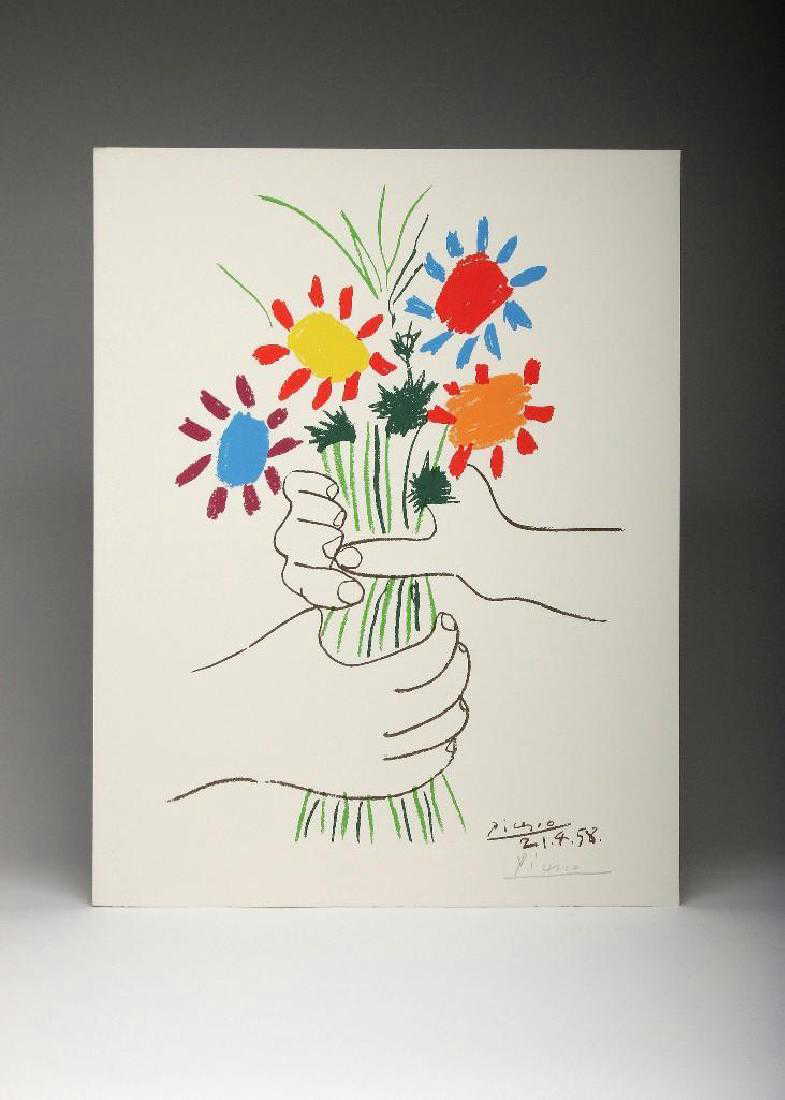 Pablo Picasso Signed Main Aux Fleurs Bouquet Of Peace