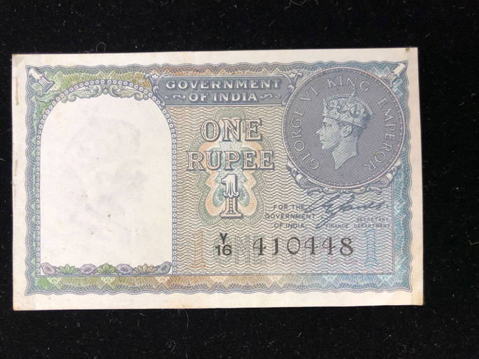 1940 India One Rupee Banknote