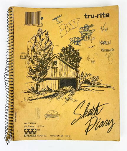 Vintage Artist Sketch Book Original Pencil Ink Drawings