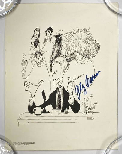 Al Hirschfeld Print W/ Original Autograph Johnny Carson