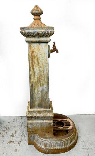 Antique European Cast Iron Garden Faucet Stand And Tap