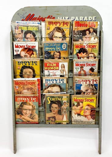 Vintage Magazine Display Rack W/ Hollywood Magazines