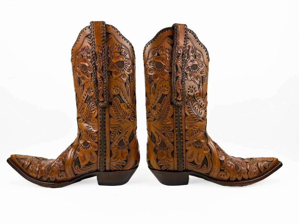 Tooled Leather Handmade Cowboy Boots