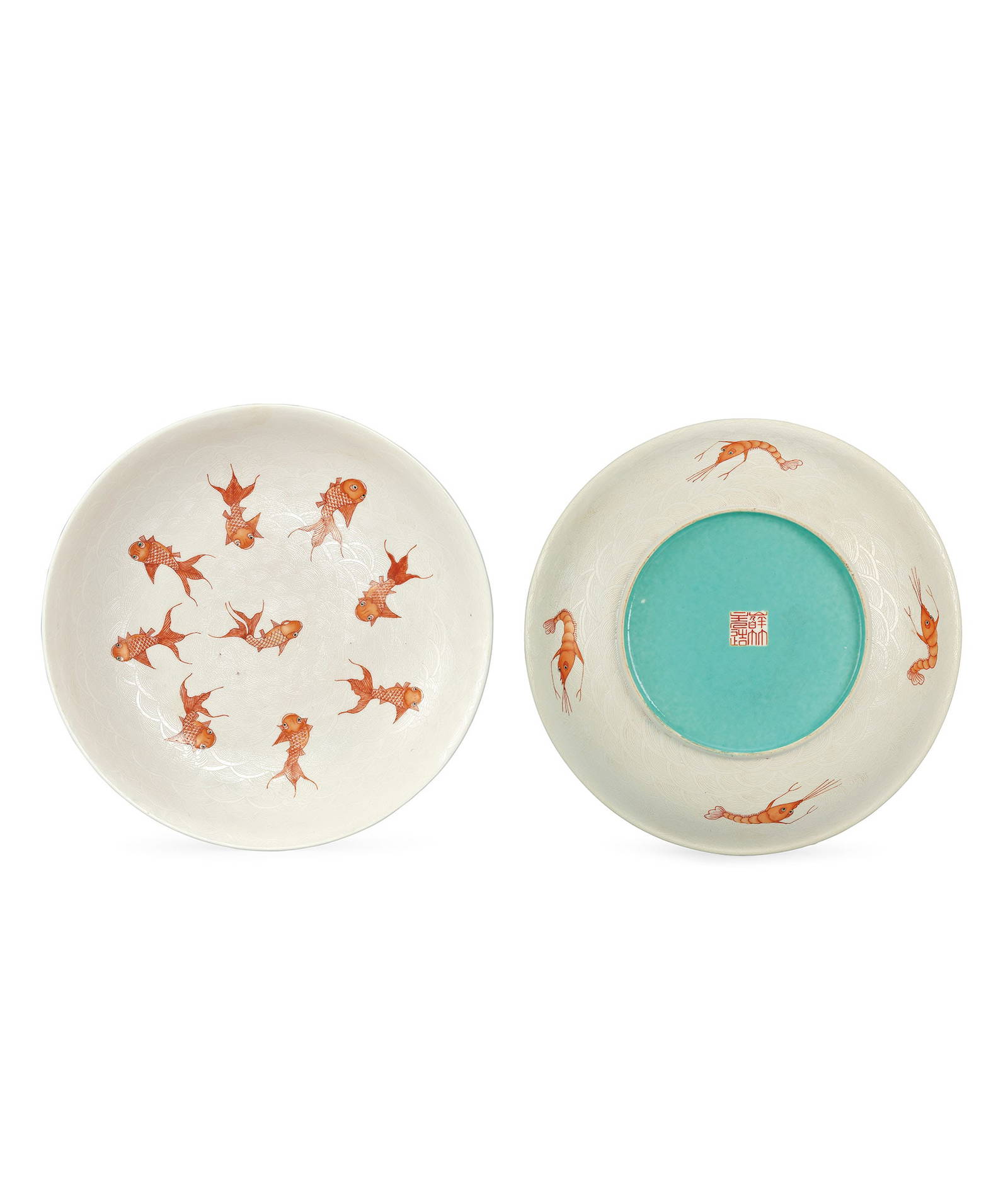Pair Iron-red 'goldfish' Dishes, Daoguang Auction