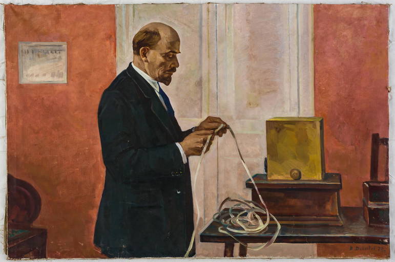 A MONUMENTAL PAINTING SHOWING LENIN TELEGRAPHING (#0147) on Mar 26 ...