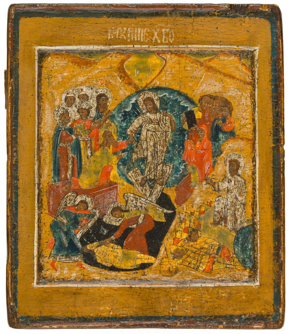 Early Russian Anastasis Icon Showing The Descent Of Christ Into Hades ...