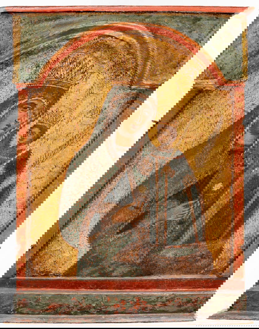 Greek Icon Showing The Mother Of God 'the Unfading Rose' Auction