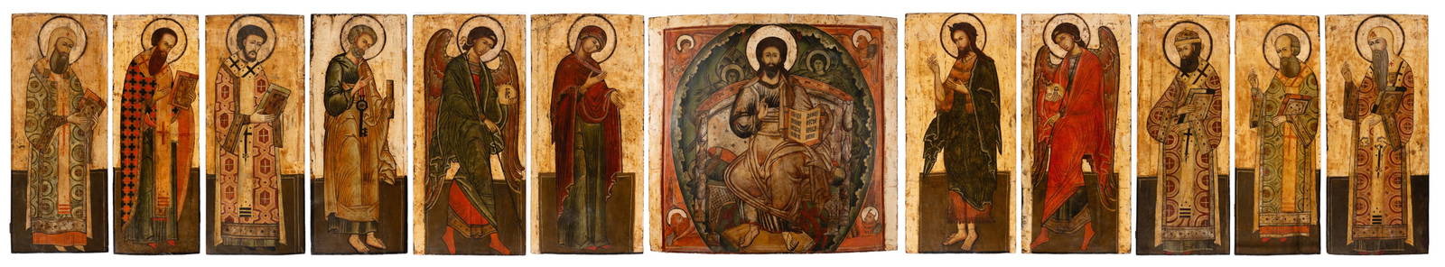 Monumental Russian Iconostasis Row Of 12 Icons Showing The Deesis ...
