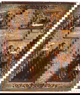 Very Large Russian Icon Showing The Baptism Of Christ Auction