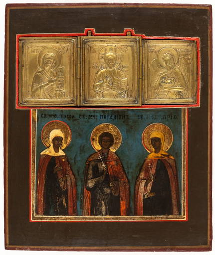 Russian Staurothek Icon Showing The Deesis And Saints