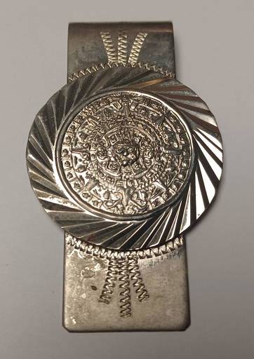 Vintage Sterling Silver Mexican Aztec Money Clip