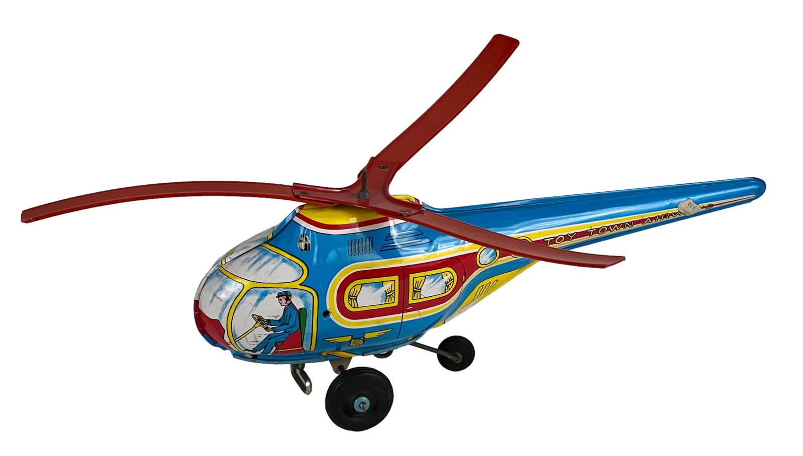 Vintage J Chein Tin Wind Up Helicopter Toy Auction