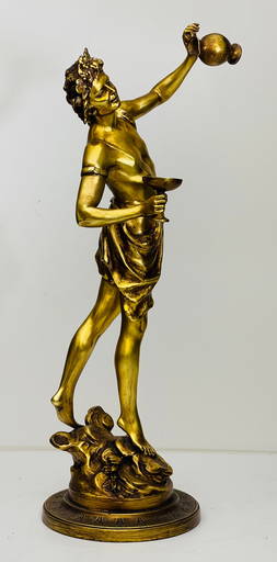 Sculpture In Calamine Metal, Signed L & F.