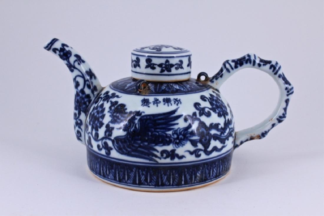 Ming Blue&White Phoenix Porcelain Teapot