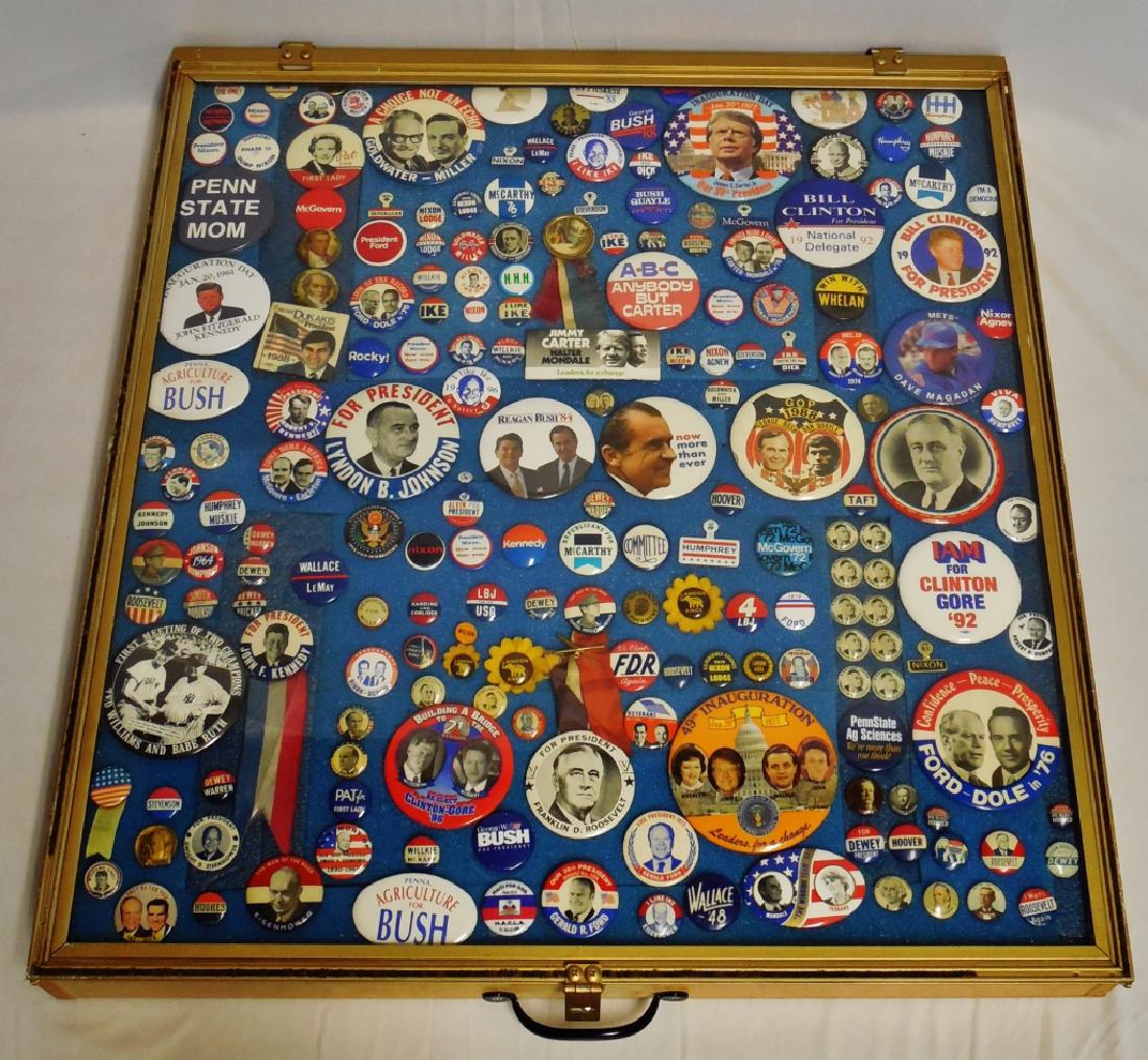 Wood Display Case with 200+/- Pinback Buttons