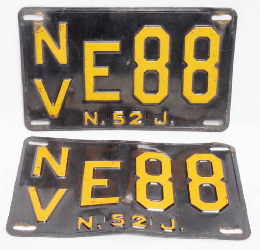 Pair Of 1952 Nj License Plates