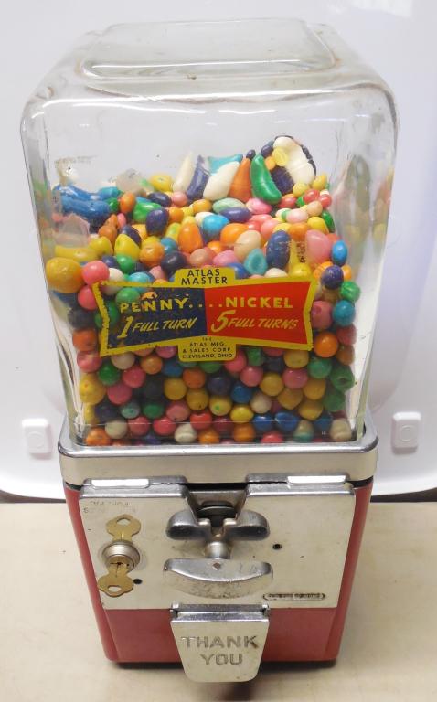 Atlas/master Gumball Machine W/ Gum Balls 16'' Tall
