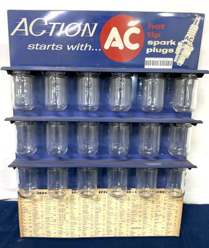 AC Spark Plug Display w/ Glass Jars - Oct 23, 2021 | Rentzel's Auction ...