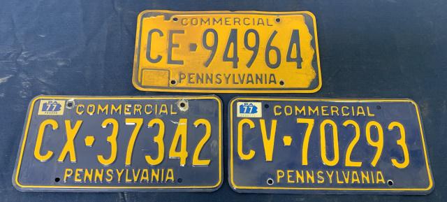 Lot Of 3 Pa Commercial License Plates