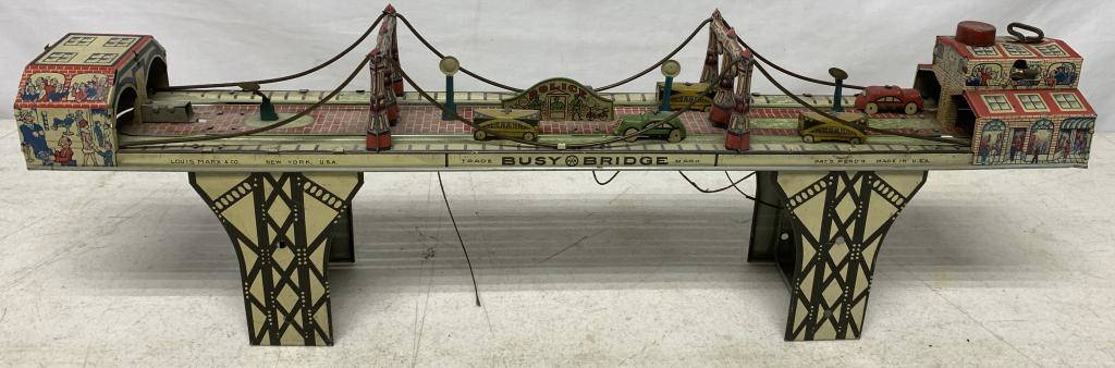 Marx Tin Busy Bridge Wind Up Toy Set - Dec 17, 2022 | Rentzel's Auction ...