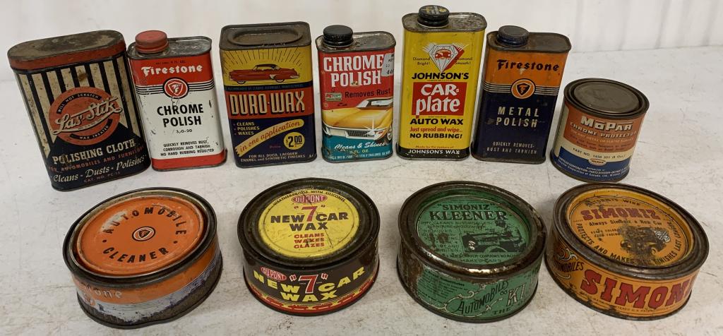 lot of 11 Old Car Wax Polish & Cleaner Tins (#0109) on Jan 14, 2023 ...