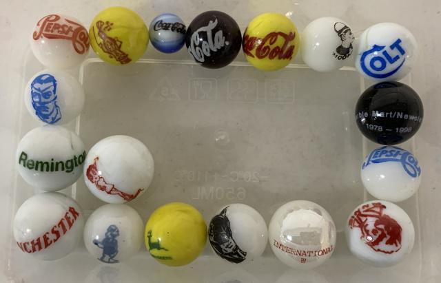 (18)glass Contemporary Advertisement Marbles Auction