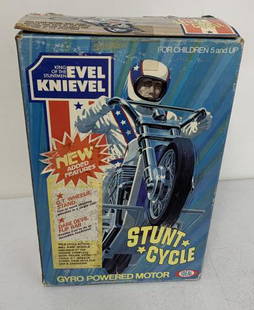 1974 Evel Knievel Stunt Cycle Canyon Sky Cycle Figure W/box
