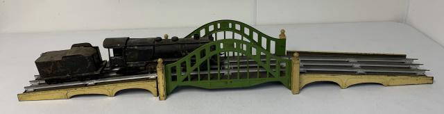 (2)lionel Tin Railroad Trestle Bridge & Engine