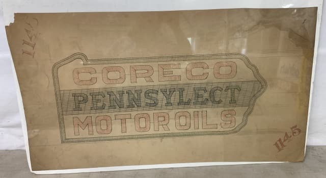 Coreco Pennsylect Motor Oils Drawn Sign