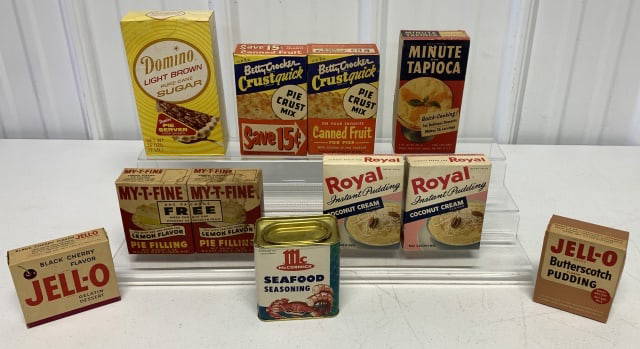(8)domino, Jell-o, Royal Pudding Boxes, Tins Auction