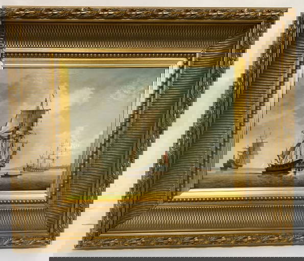 Sailing Vessels At Harbour By Louis Dodd