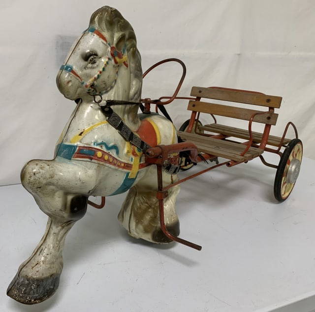Metal Pony Express Horse Pedal Cart Auction