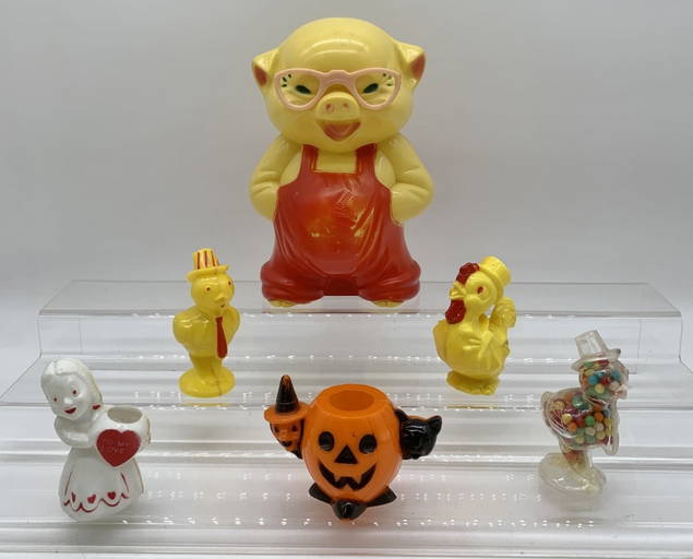 6 Knickerbocker, Irwin, Rosen Candy Container Bank