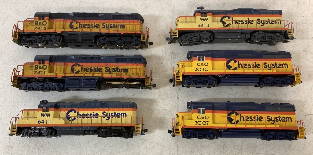6 Ho Chessie Systems Train Engines-atlas Other Auction