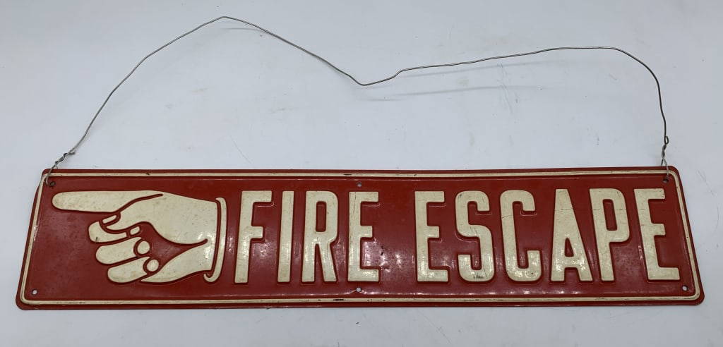Tin Fire Escape Sign,one Sided