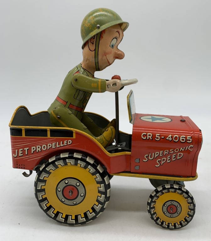 Unique Art G.i. Joe Jouncing Jeep Tin Wind-up Auction