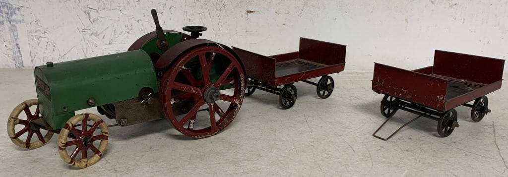 Lot Of 3- Structo Toys Tractor W/ Carts Auction