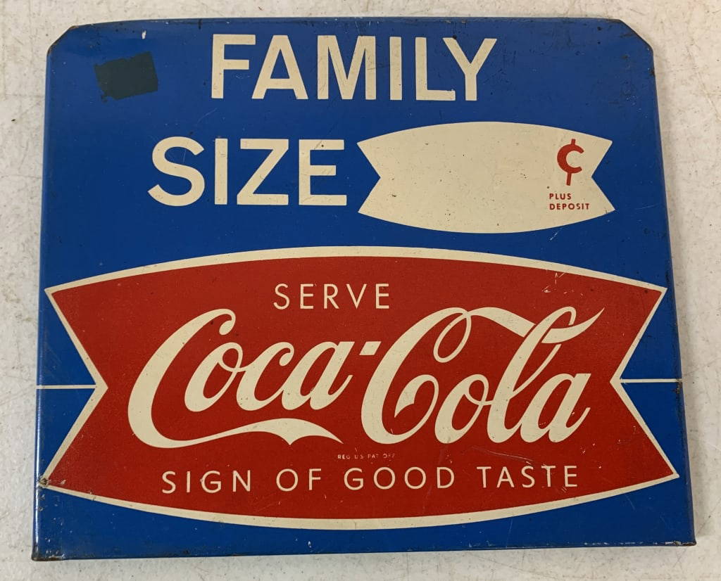 Tin Family Size Coca Cola Sign Auction