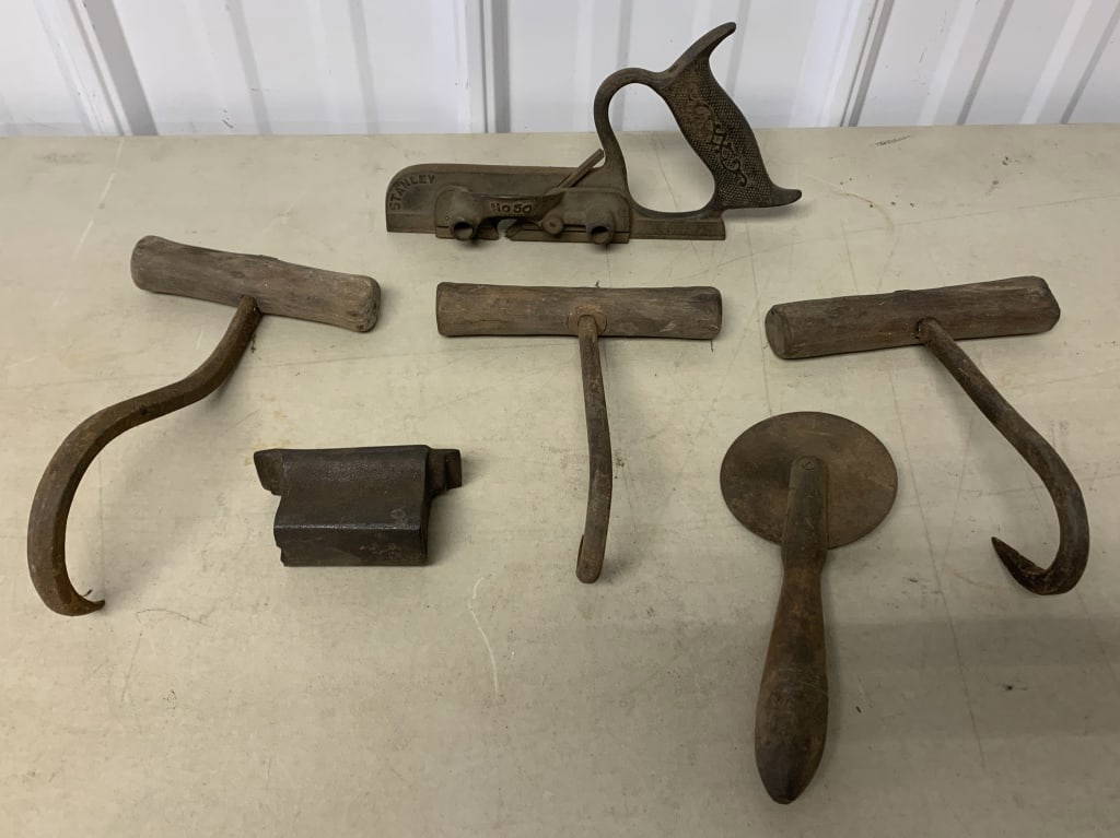 6 Hooks,cutter,stanley #50 Plane,metal Auction