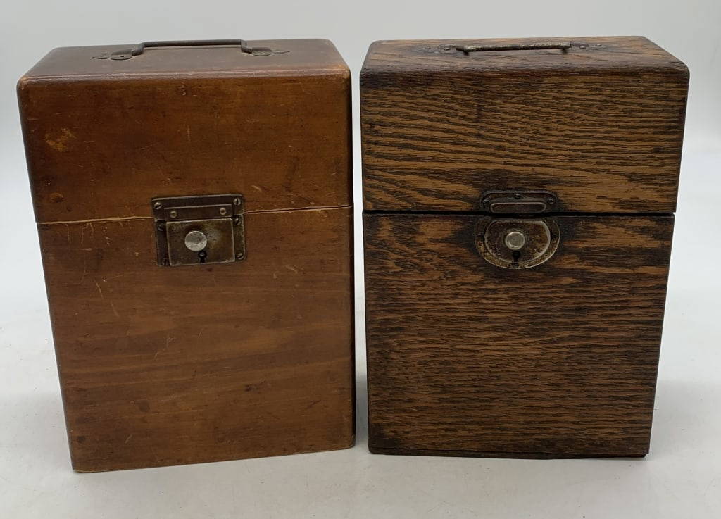 2 Straight Razor Storage Boxes Auction