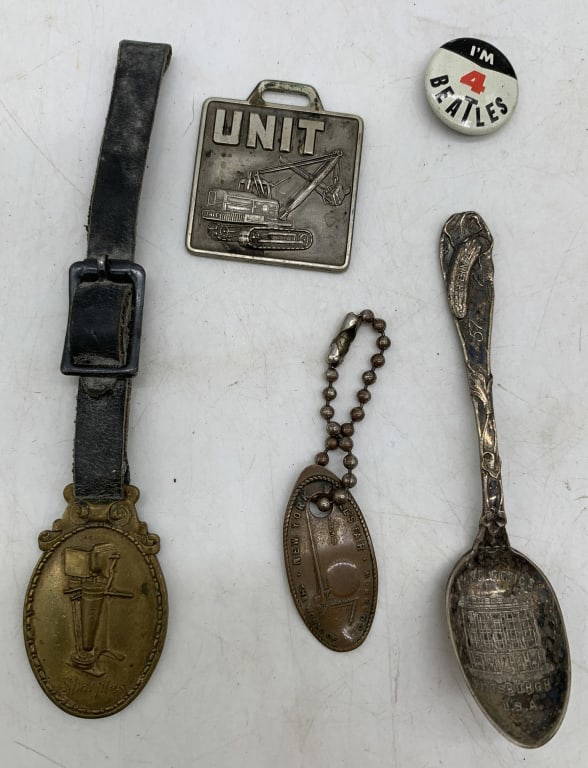 Sharples Watch Fob, Heinz Spoon, Beatles Pin, Auction