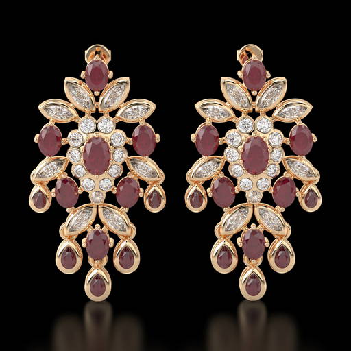 14k Yellow Gold 4.85ct Ruby 1.20ct Diamond Earrings