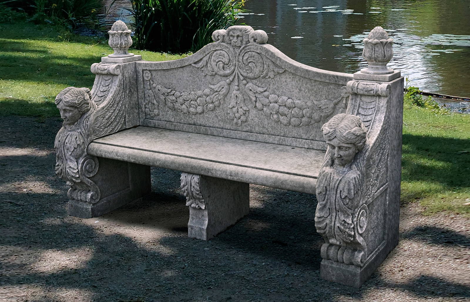 A Carved Limestone Garden Seat In Italian Classical Taste, Late 20th ...