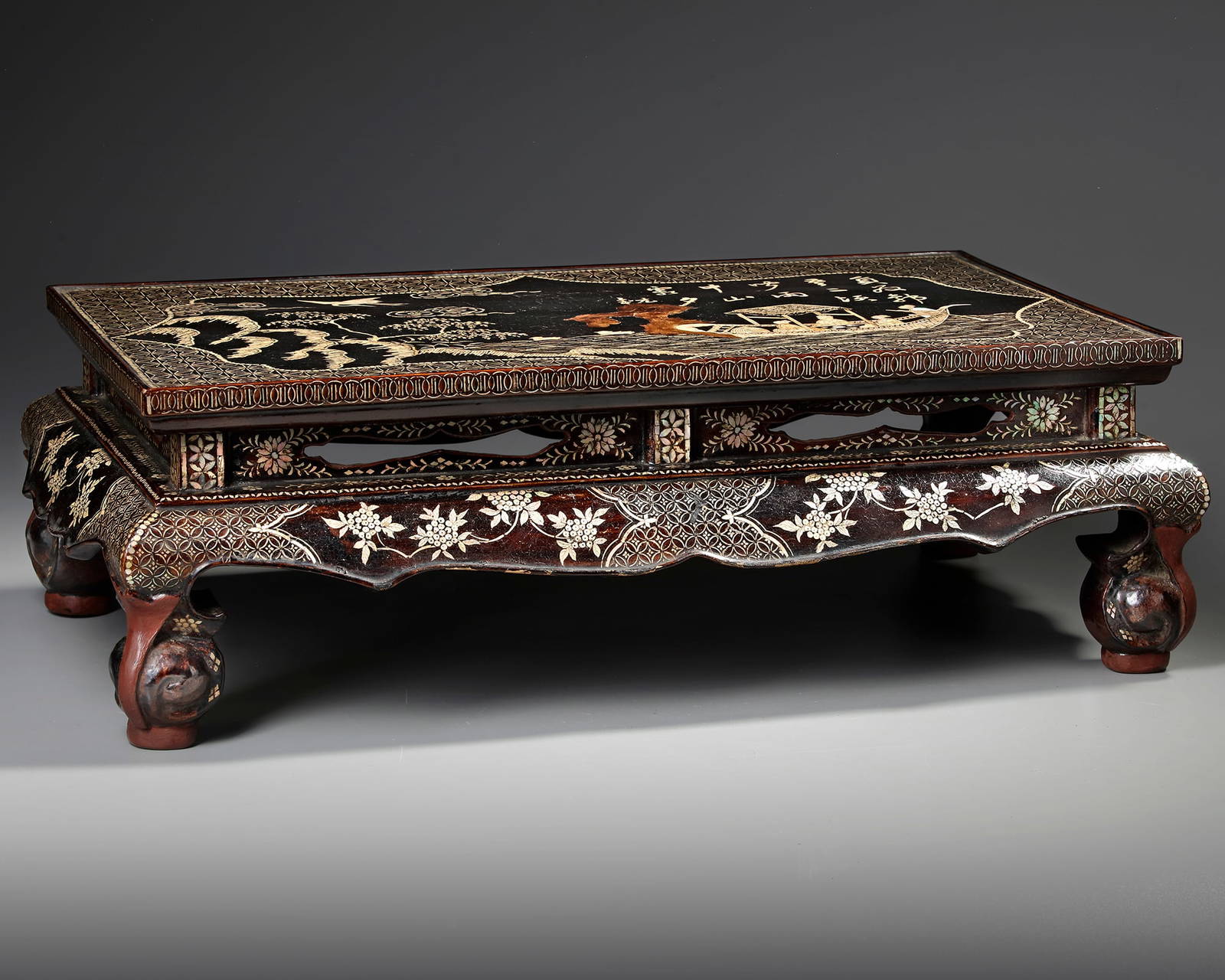 A Japanese Lacquer Table With Mother-of-pearl Inlay, Meiji Period (1868 ...