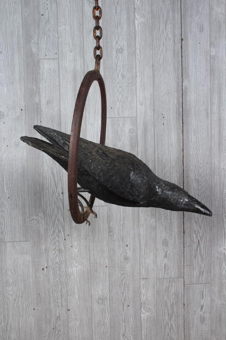 Carved Wood Raven Sculpture