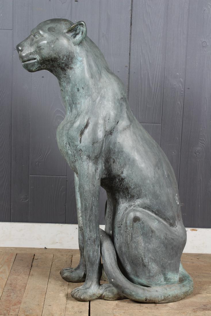 Life Sized Bronze Seated Leopard Garden Sculpture